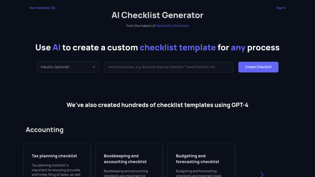 AI Checklist Generator - Vectorlens AI Checklist Generator - Vectorlens