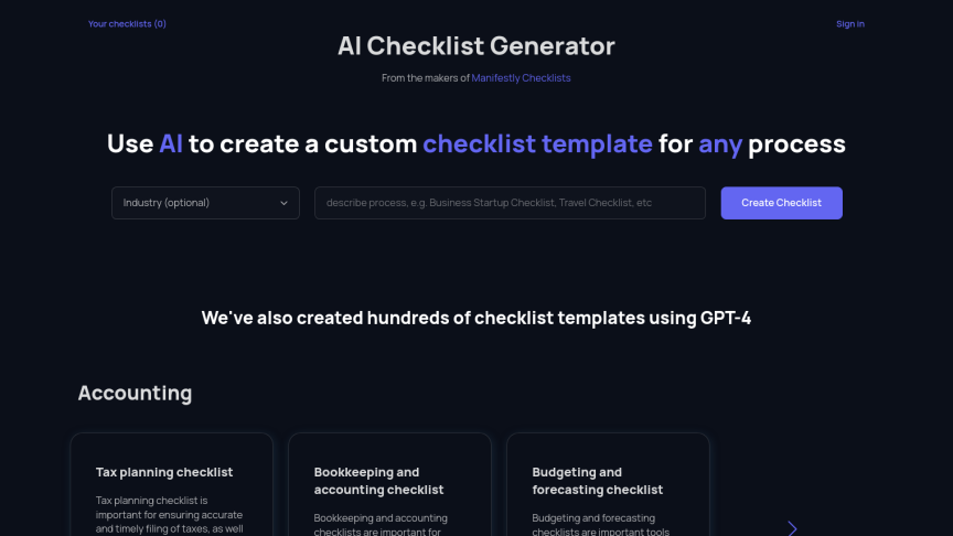 AI Checklist Generator - Vectorlens AI Checklist Generator - Vectorlens